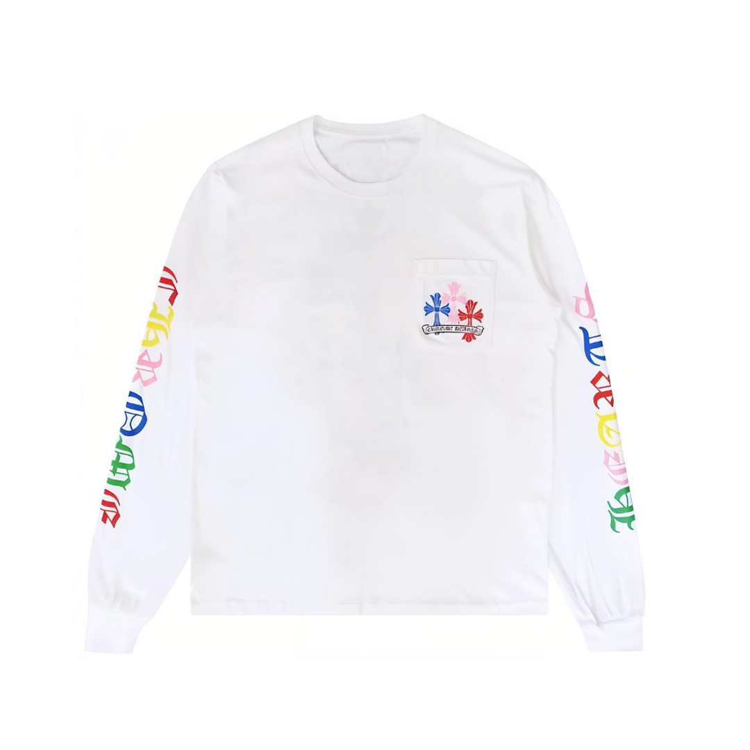 Buy Chrome Hearts Multi Color Cross Logo Long Sleeves T-shirt White CH-0605 | Coco Shoes ...
