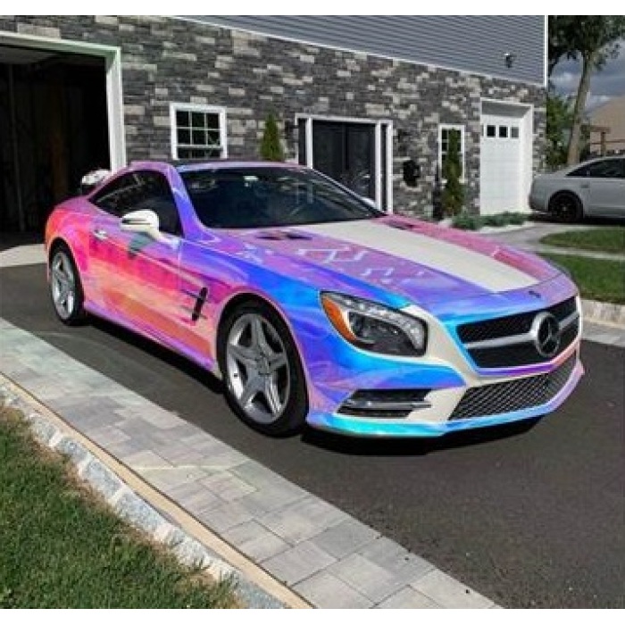 Quality Holographic Chrome Rainbow White Car Wrap For Sale | Carwraponline.com