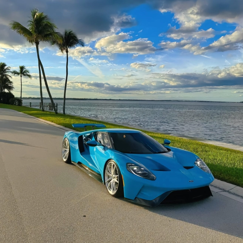 Super Gloss Miami Blue Car Vinyl Wrap