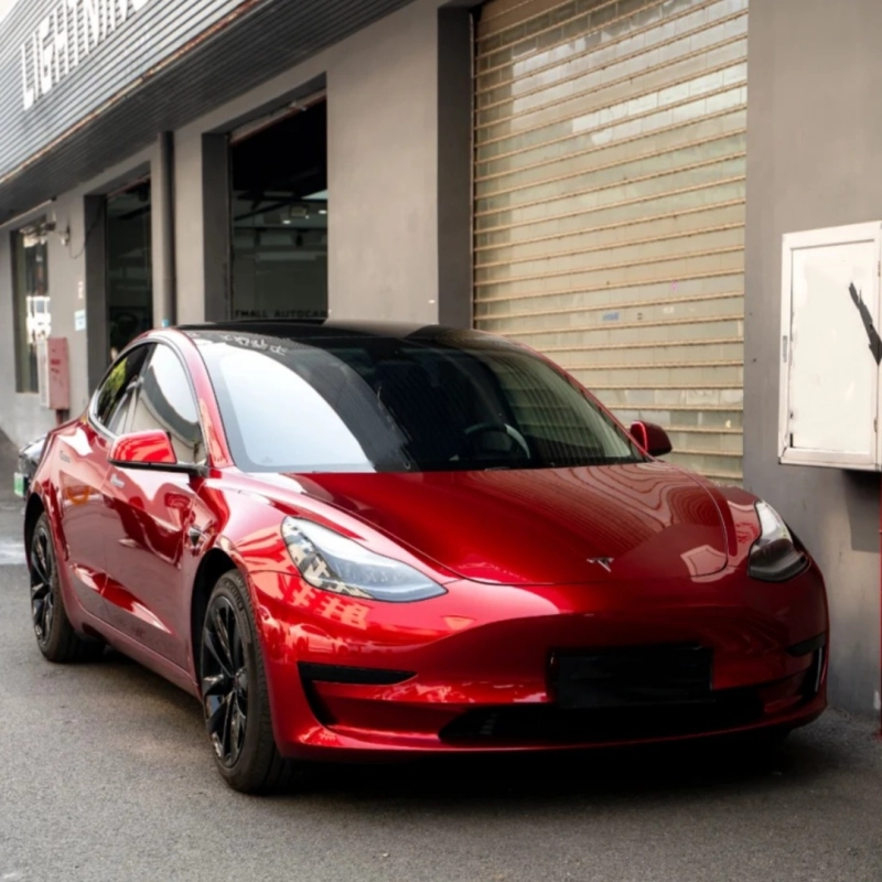 Gloss Metallic Cherry Red Car Vinyl Wrap