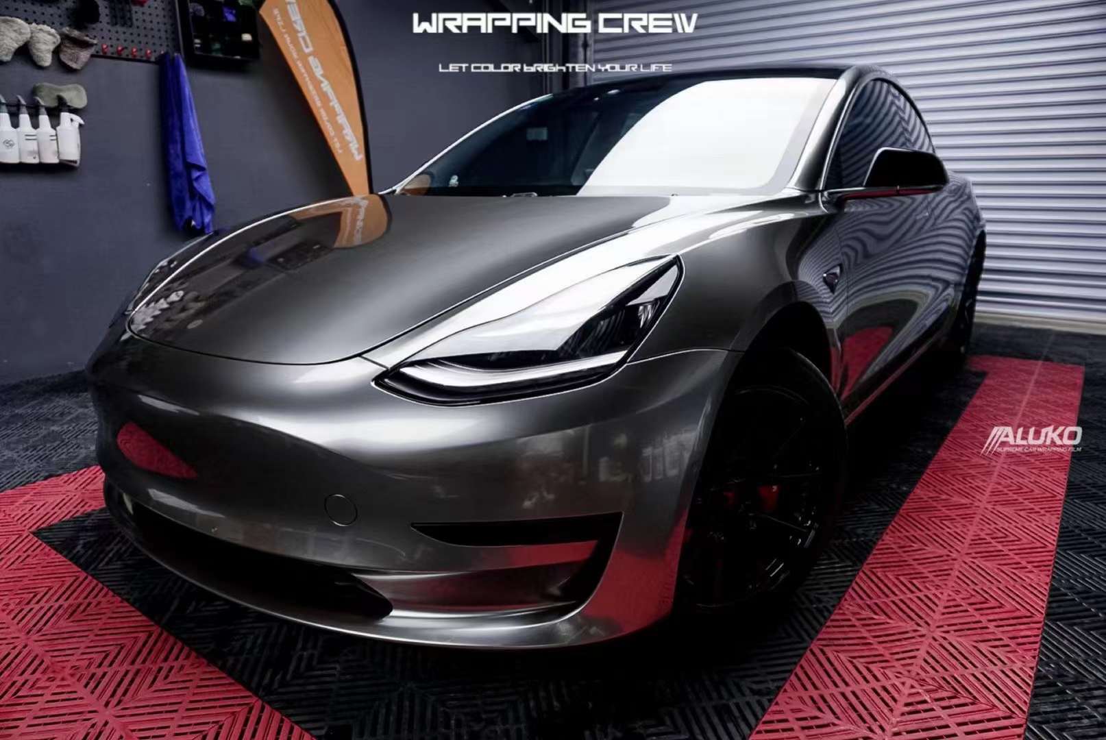 Tesla Model 3 Wrap - Gloss Metallic Liquid Silver | Carwraponline.com