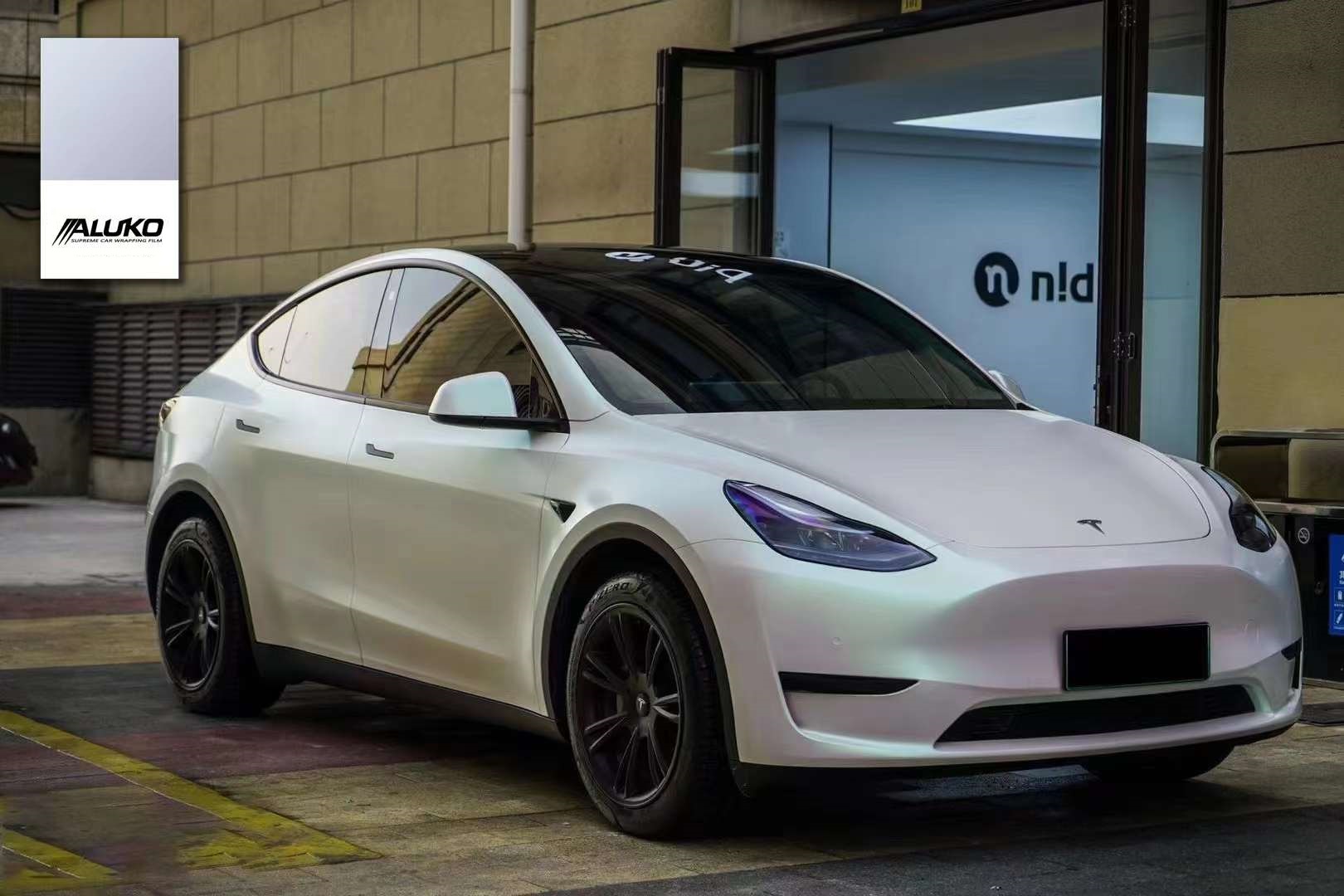 Tesla Model Y Wrap - Matte Aurora Pearl | Carwraponline.com