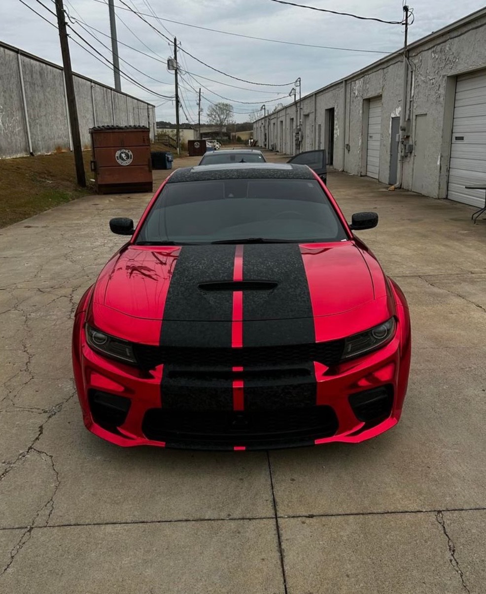 Dodge Challenger Gloss Red Mirror Chrome Car Vinyl Wrap