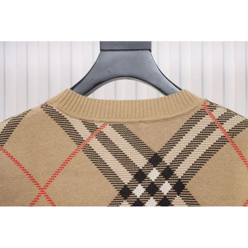 Best Burberry Check Wool Blend Sweater Sand CK WR3002024018 Reps ...