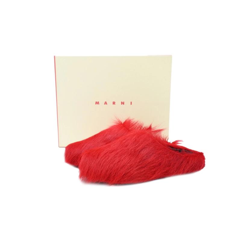 Best Marni Long-hair Calfskin Fussbett Sabot Red SBMS004601P412200R66 ...