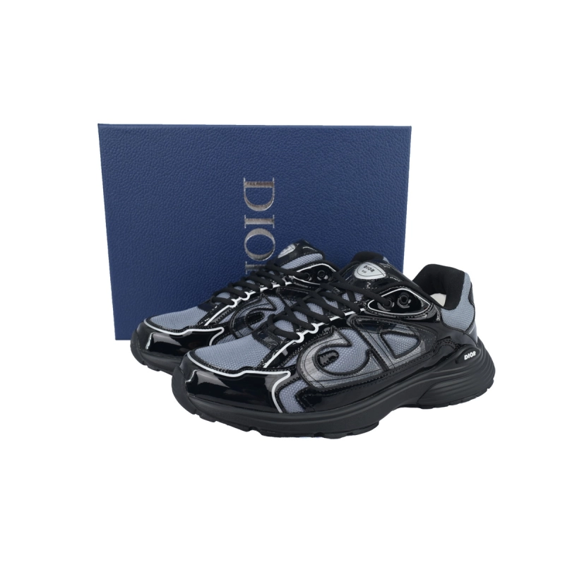 Best Dior B30 Round Head Logo Sneakers Patent Leather Gray Reps ...