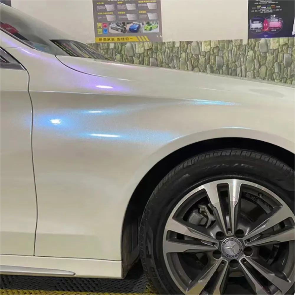 Gloss Diamond Blue White Car Wrap | Metallic Diamond Blue White Vinyl Wraps