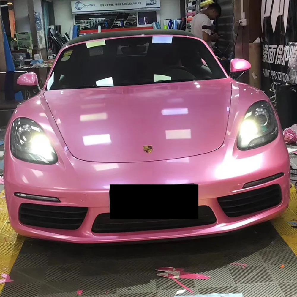Best Gloss Metallic Shell Pink Car Wrap - ALUKOVINYL