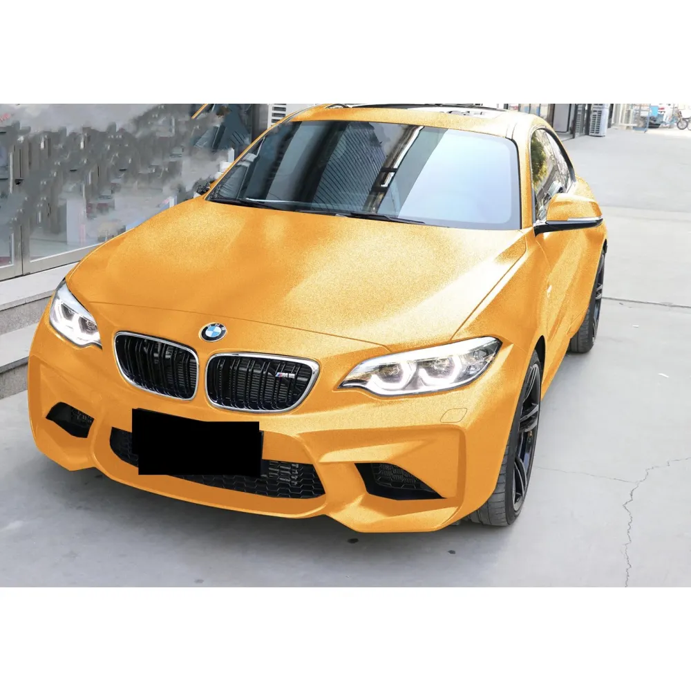 Best Matte Sparkle Yellow Car Wrap | Metallic Glitter Yellow Vinyl Wraps