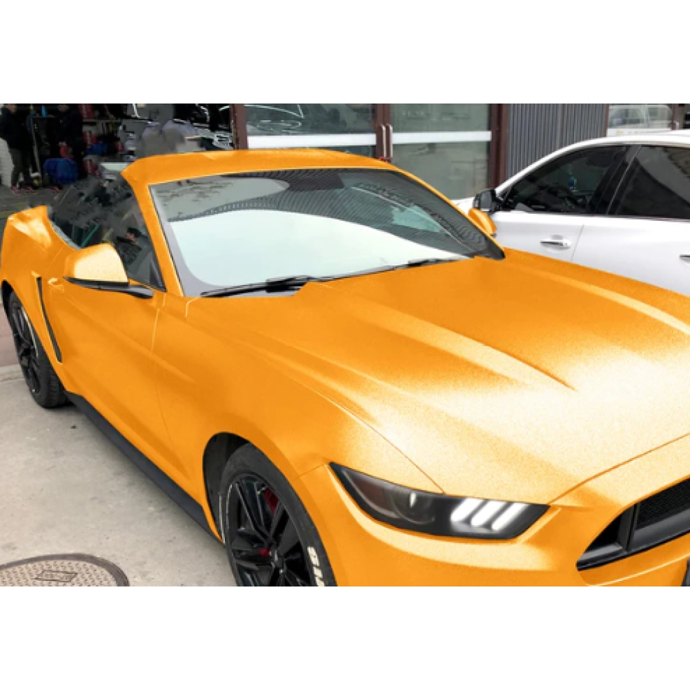 Best Matte Sparkle Yellow Car Wrap | Metallic Glitter Yellow Vinyl Wraps