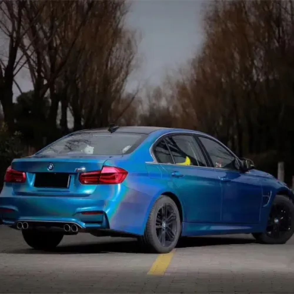 Rainbow Blue Metallic Car Vinyl Wrap| Laser Blue Car Wraps ALUKOVINYL
