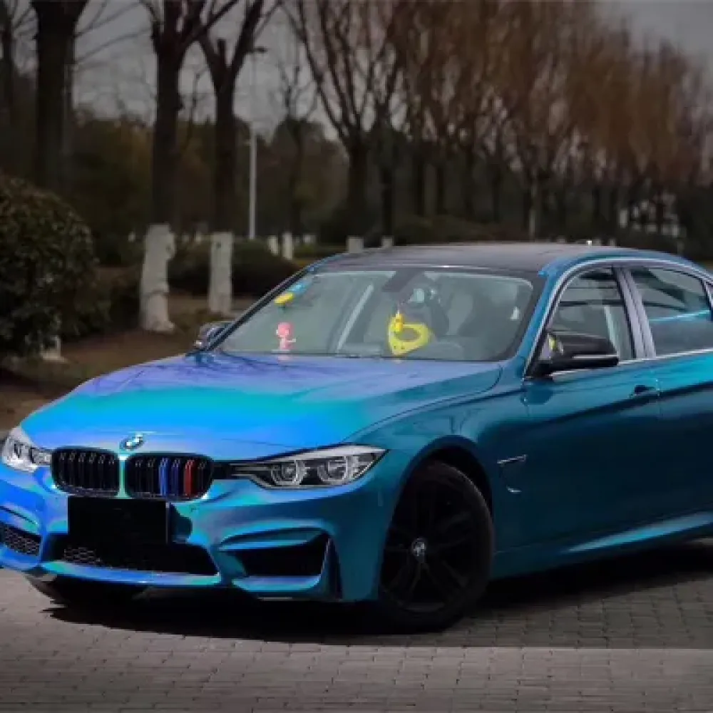 Rainbow Blue Metallic Car Vinyl Wrap| Laser Blue Car Wraps ALUKOVINYL