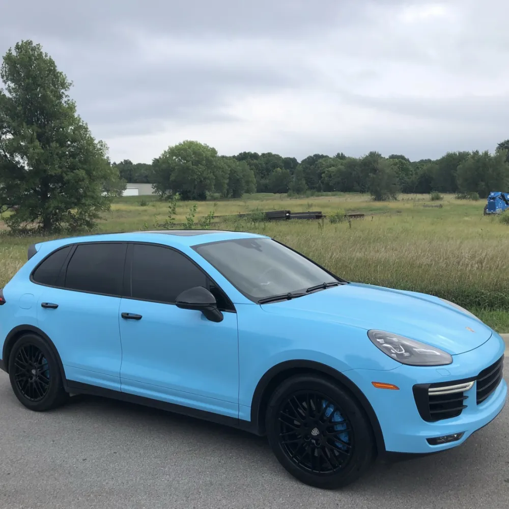 Gloss Sky Blue Car Viny Wrap| Glossy Sky Blue Car Wrap ALUKOVINYL