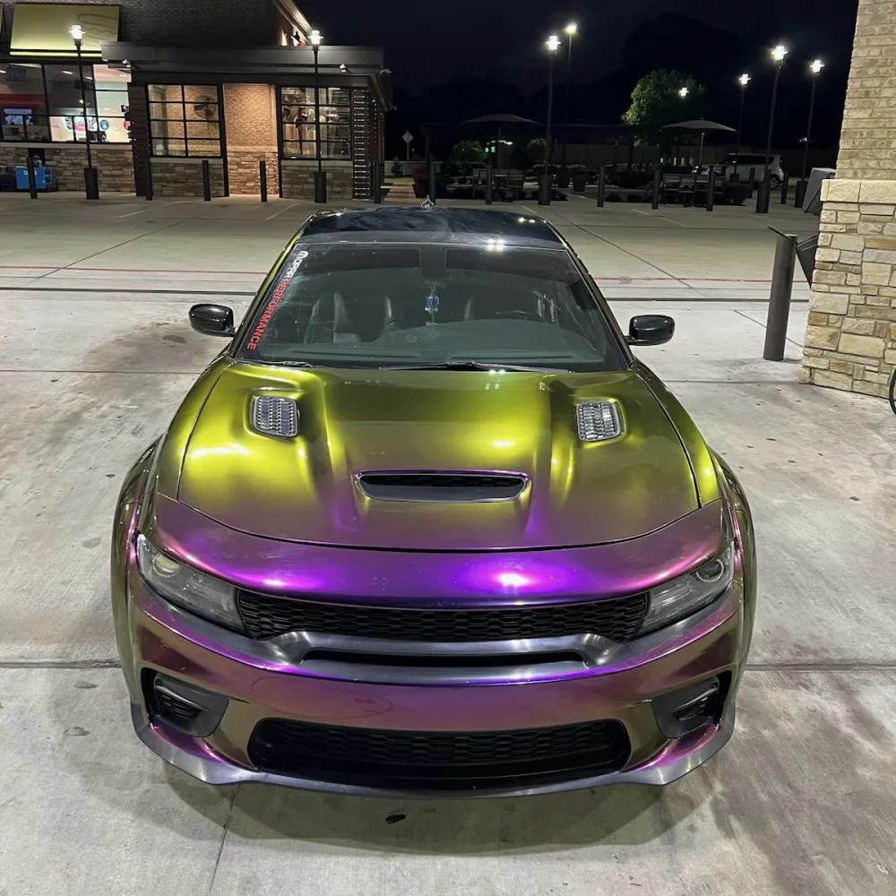 Color Shift Yellow Purple Vinyl Wrap| Chrome Purple Car Wrap alukovinyl