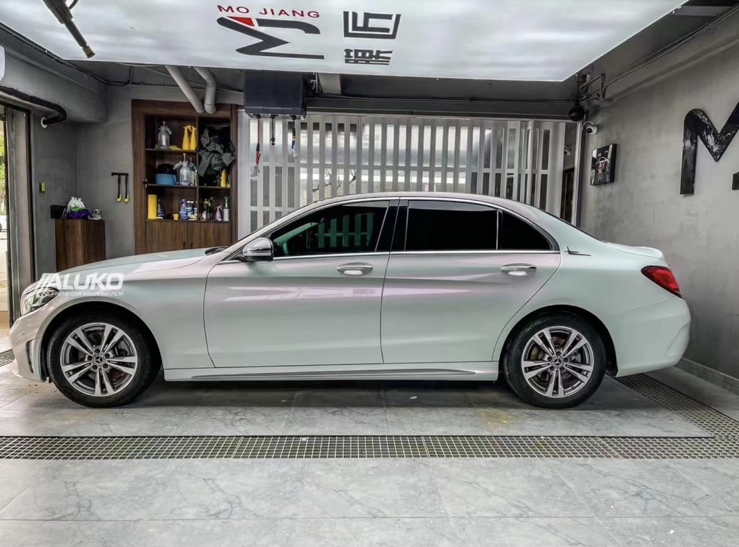 Gloss Pearl Pink White Car Wrap | Metallic Pearl Pink White Vinyl Wraps