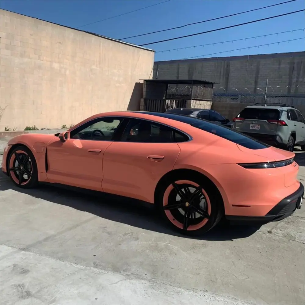 Gloss Salmon Pink Car Wrap | Salmon Pink vinyl Wrap - ALUKOVINYL