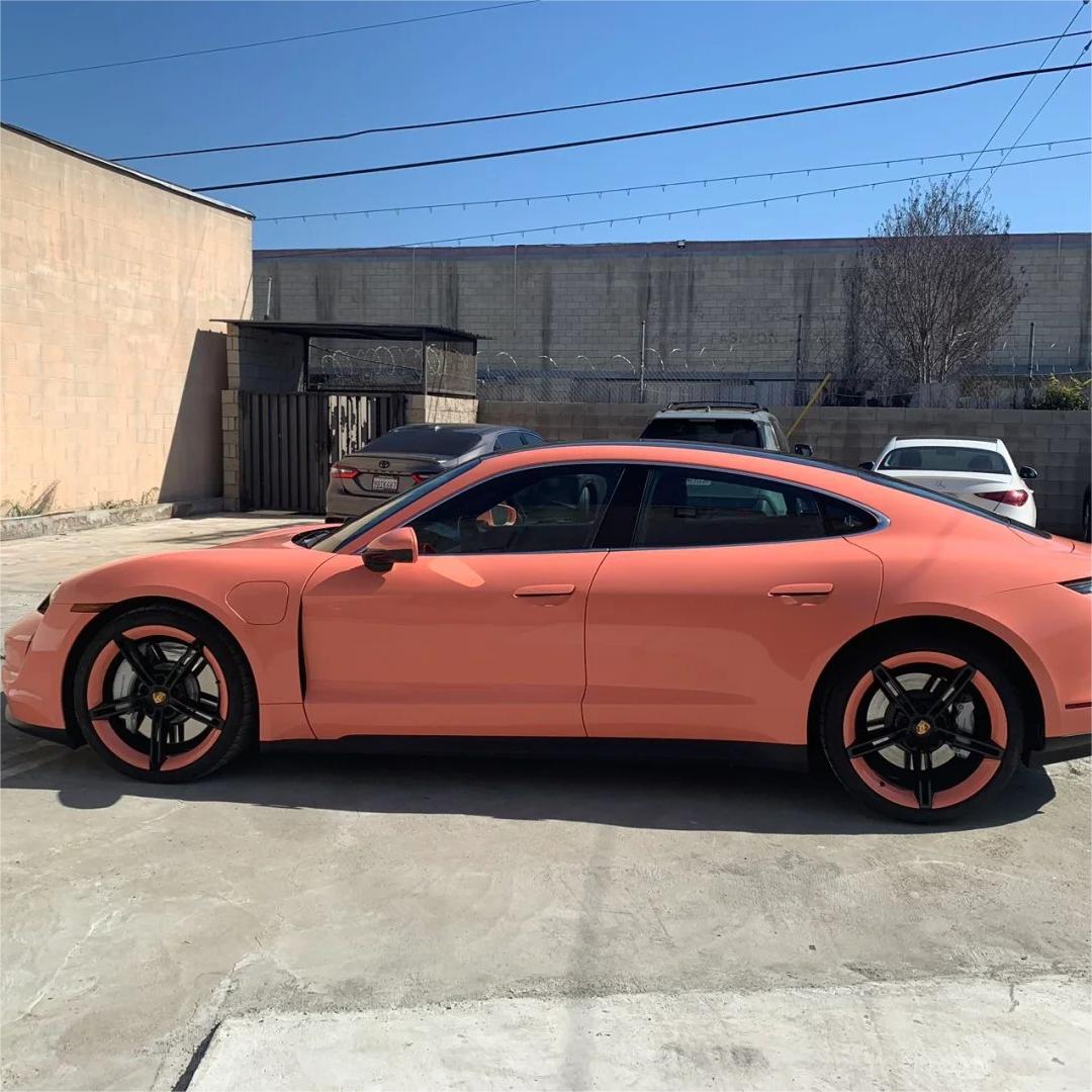 Gloss Salmon Pink Car Wrap | Salmon Pink vinyl Wrap - ALUKOVINYL