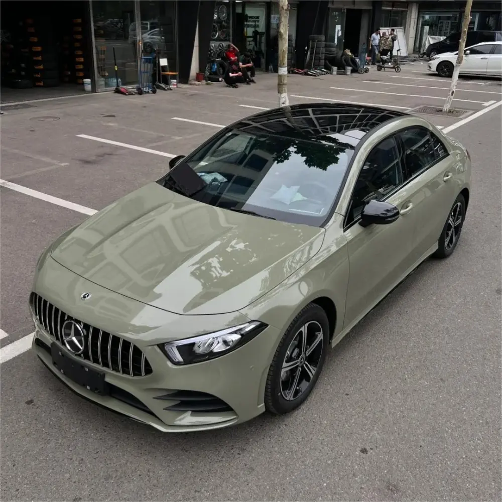 Best Khaki Green Car Wrap | Gloss Khaki Green Vinyl Wraps - ALUKOVINYL