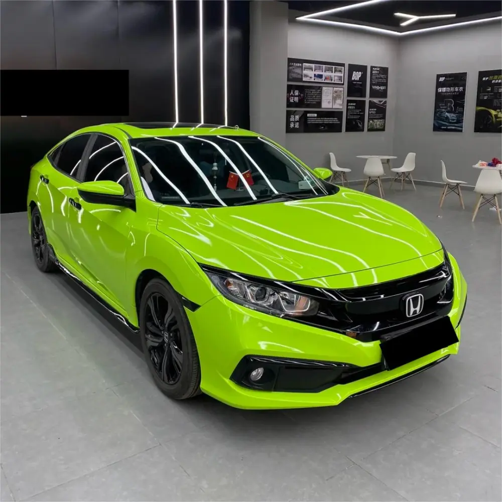Best Gloss Apple Green Car Wrap | Apple Green Vinyl Wraps - ALUKOVINYL