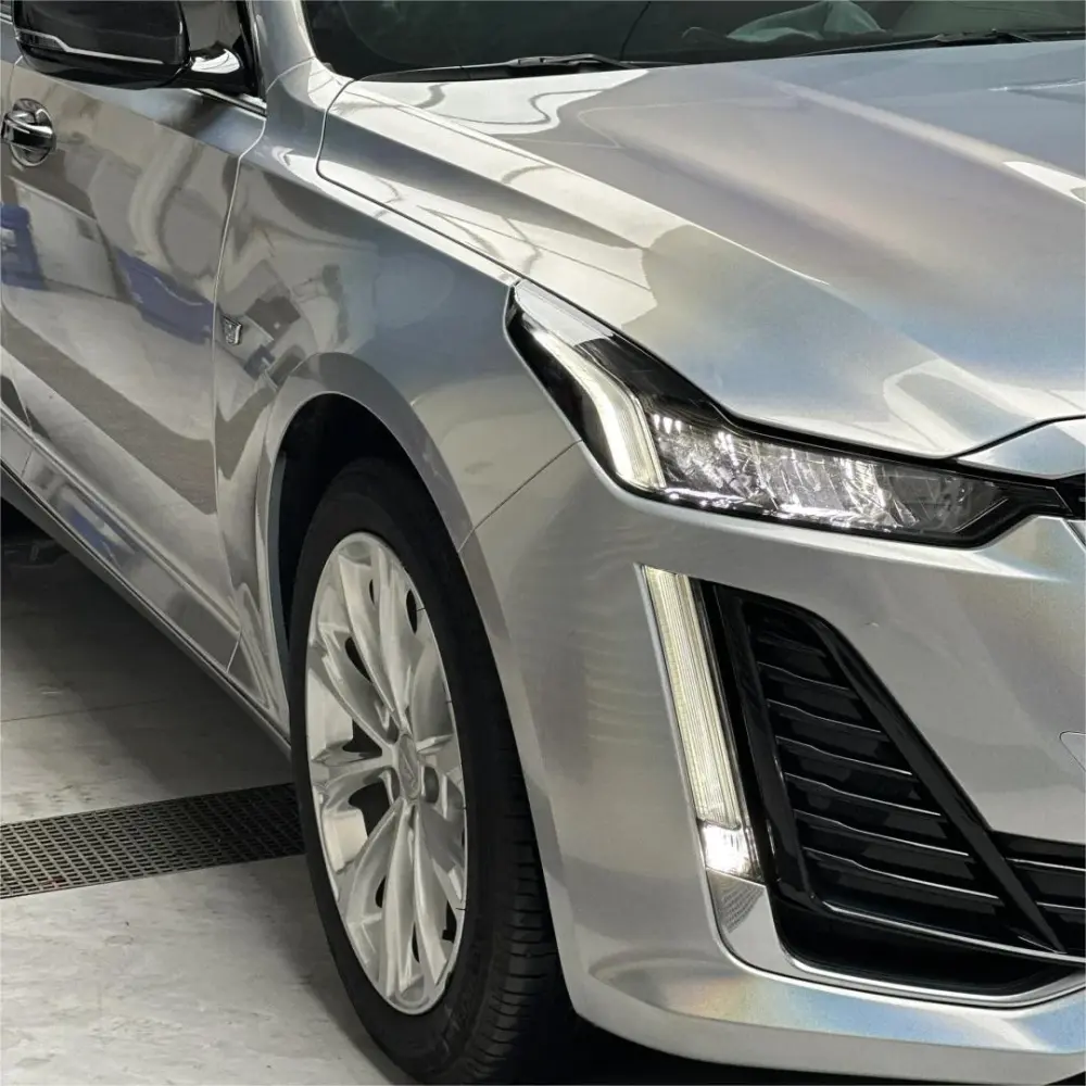 Gloss Rainbow Silver Car Wrap | Holographic Silver Wraps