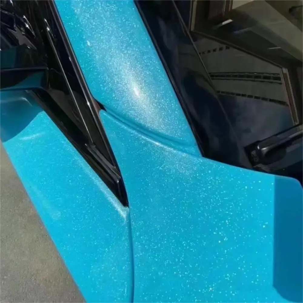 Gloss Glitter Sky Blue Car Wrap | Metallic Sparkle Sky Blue Vinyl Wraps