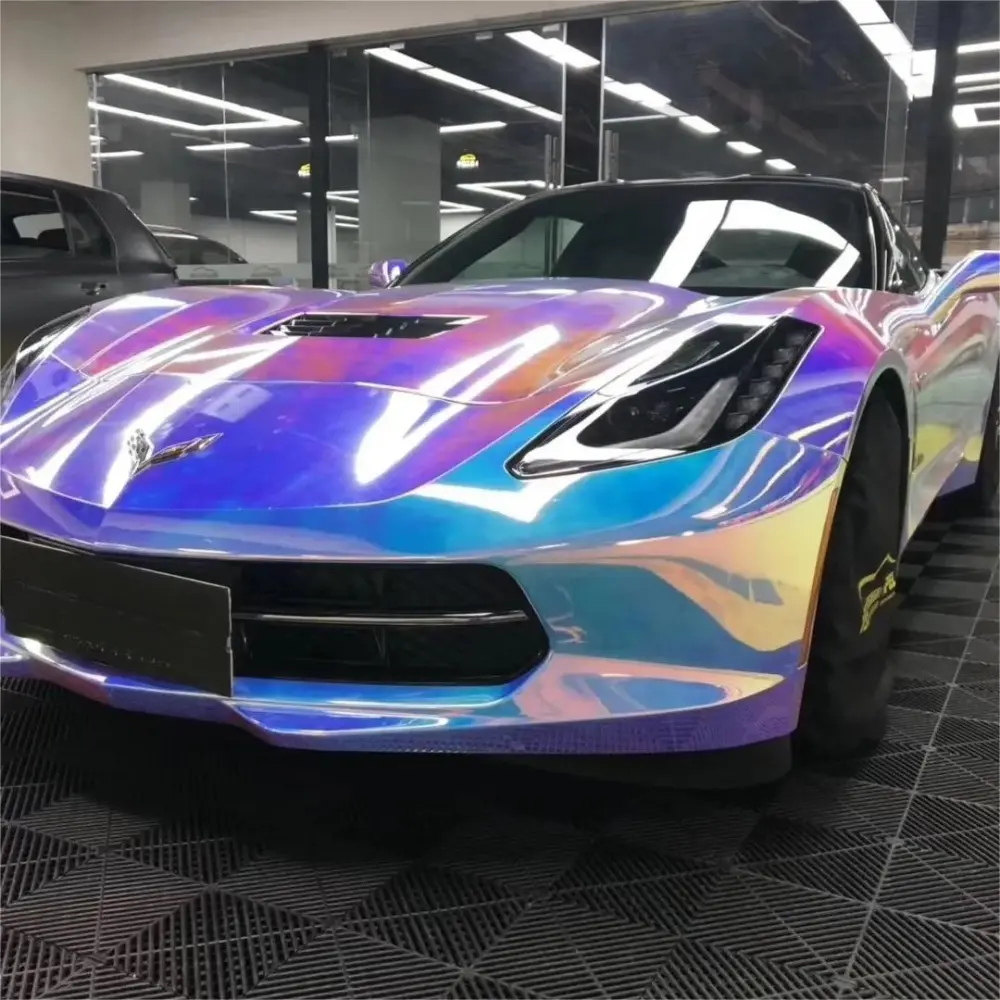 Gloss Chrome White Vinyl Wrap | White Holographic Car Wraps - ALUKOVINYL
