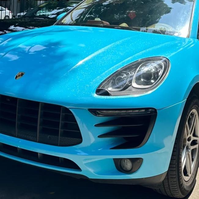 Gloss Glitter Sky Blue Car Wrap | Metallic Sparkle Sky Blue Vinyl Wraps