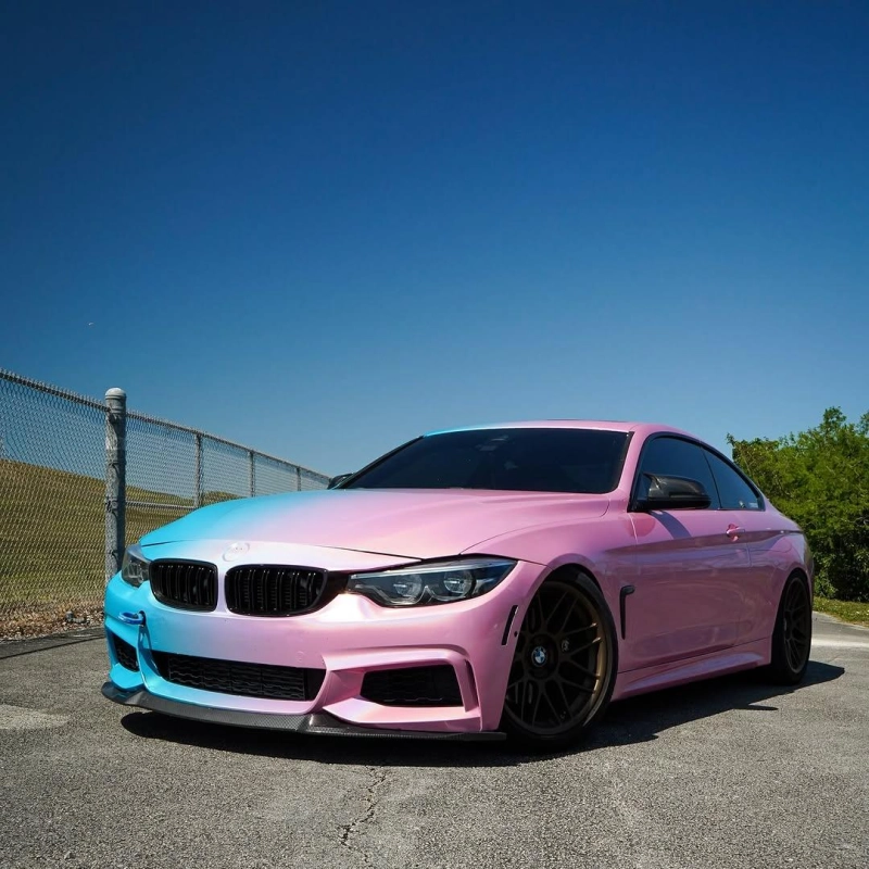 ALUKOVINYL Laser Pink To Blue Gradient Custom Vinyl Wrap