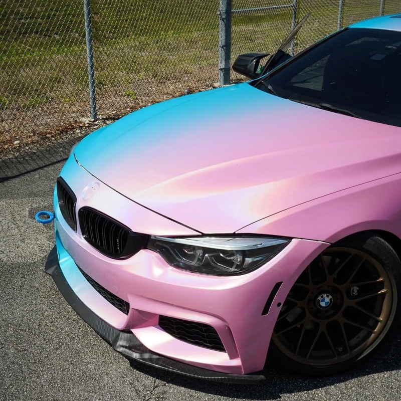 ALUKOVINYL Laser Pink To Blue Gradient Custom Vinyl Wrap