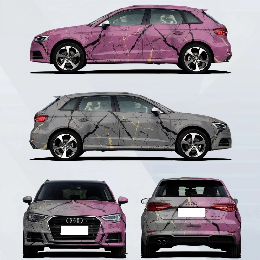ALUKOVINYL Pink to Gray Gradient Custom Marble Vinyl Wrap - ALUKOVINYL