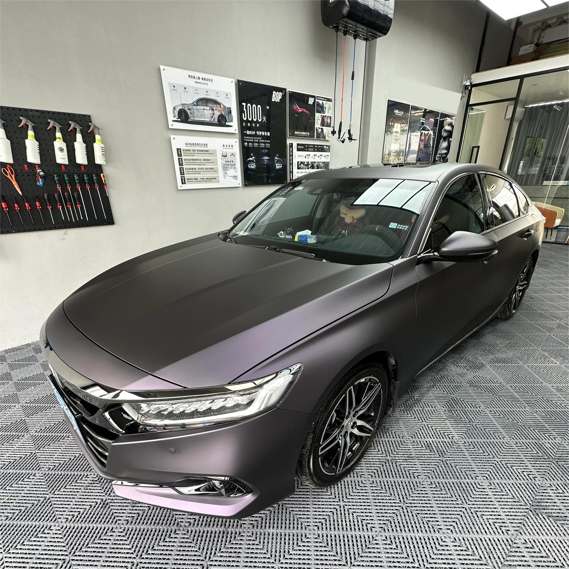 Matte Black Purple Wrap | Metallic Black Purple Car Wrap - ALUKOVINYL