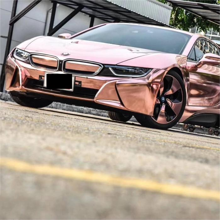 Best Gloss Mirror Rose Gold Wrap | Rose Gold Chrome Vinyl Wrap Pink Car ...