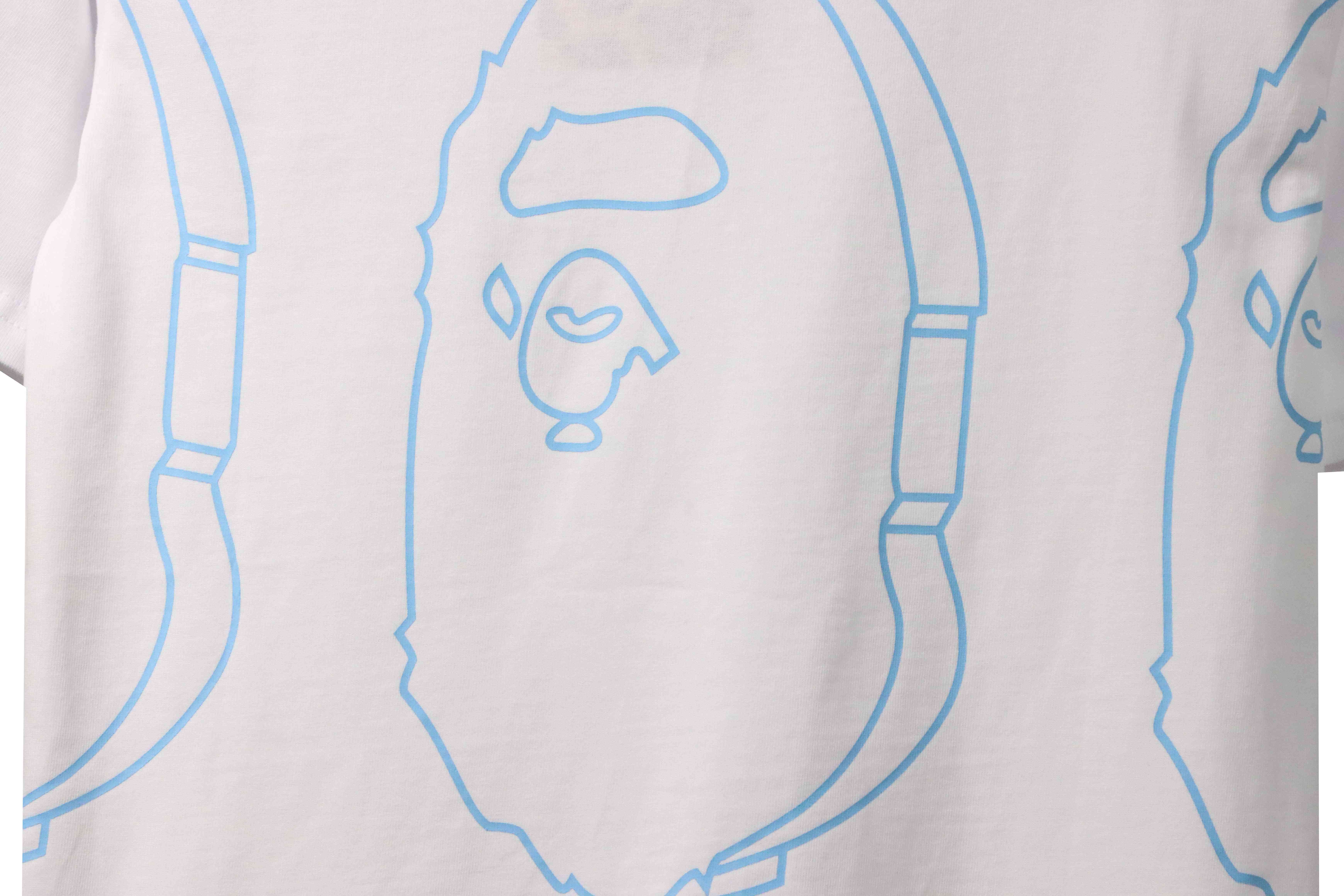 Top EM Sneakers Bape T-Shirt Line Drawing Ape Head White - emsneakers.com