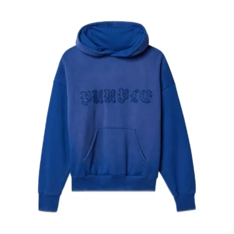 Top EM Sneakers Purple Brand Gothic Appligue Hoodie Blue - emsneakers.com