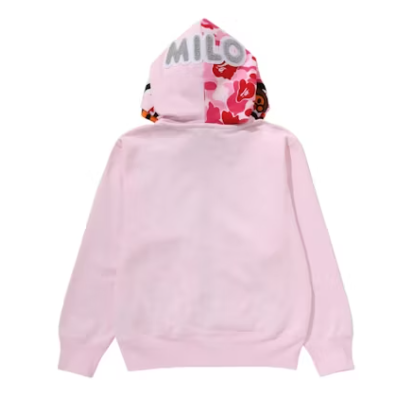 BAPE Milo Shark Full Zip Double Hoodie Hoodie (Silver Font Milo) Pink