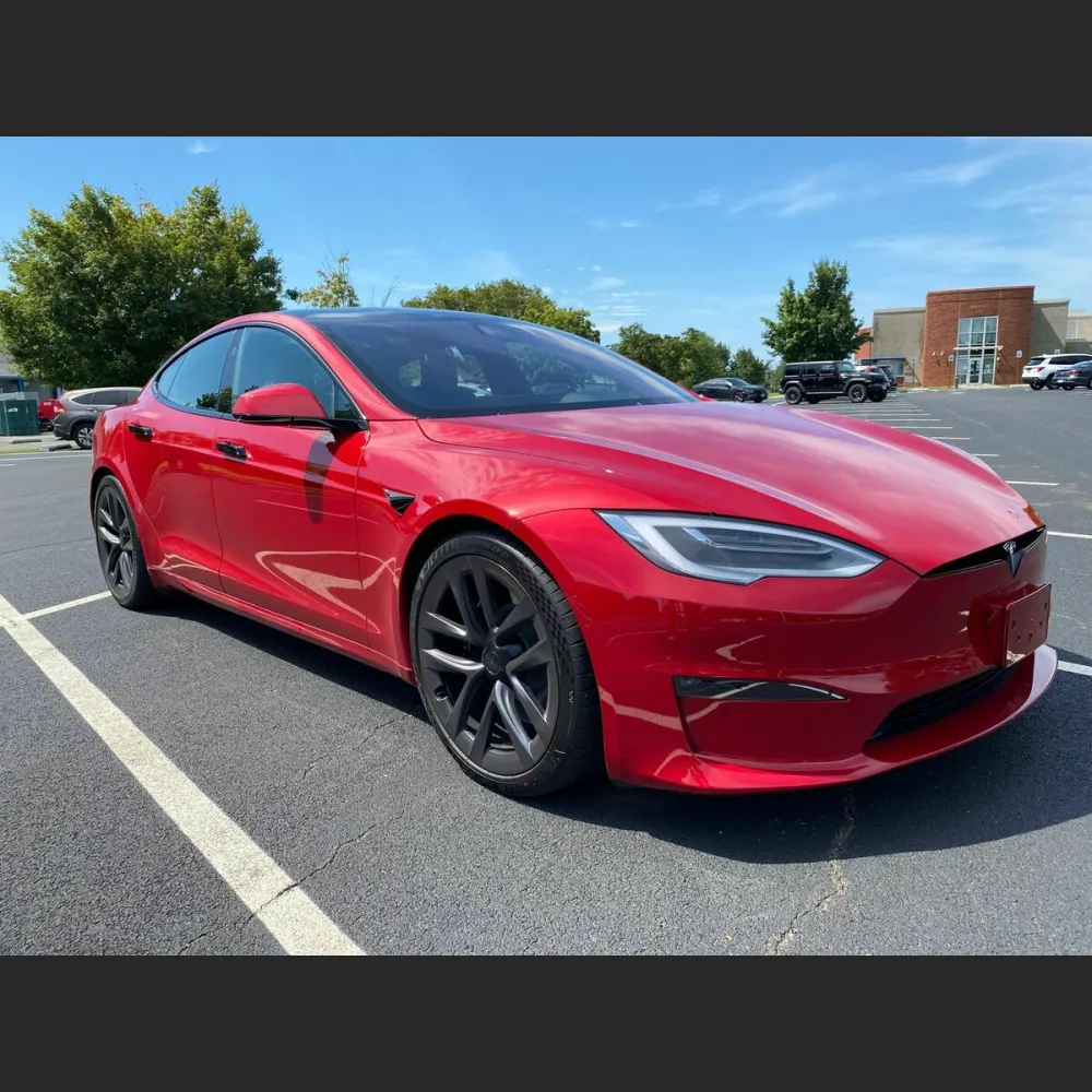 Tesla Model S Wrap, Best Ravoony Porsche Gloss Carmine Red Vinyl Car ...