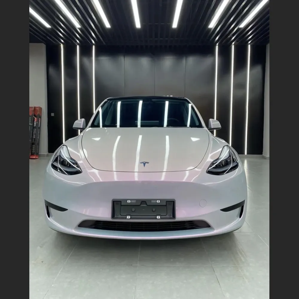 Tesla Model Y Wrap, Best Ravoony Twin Candy Grey Red Color Fliper Car ...
