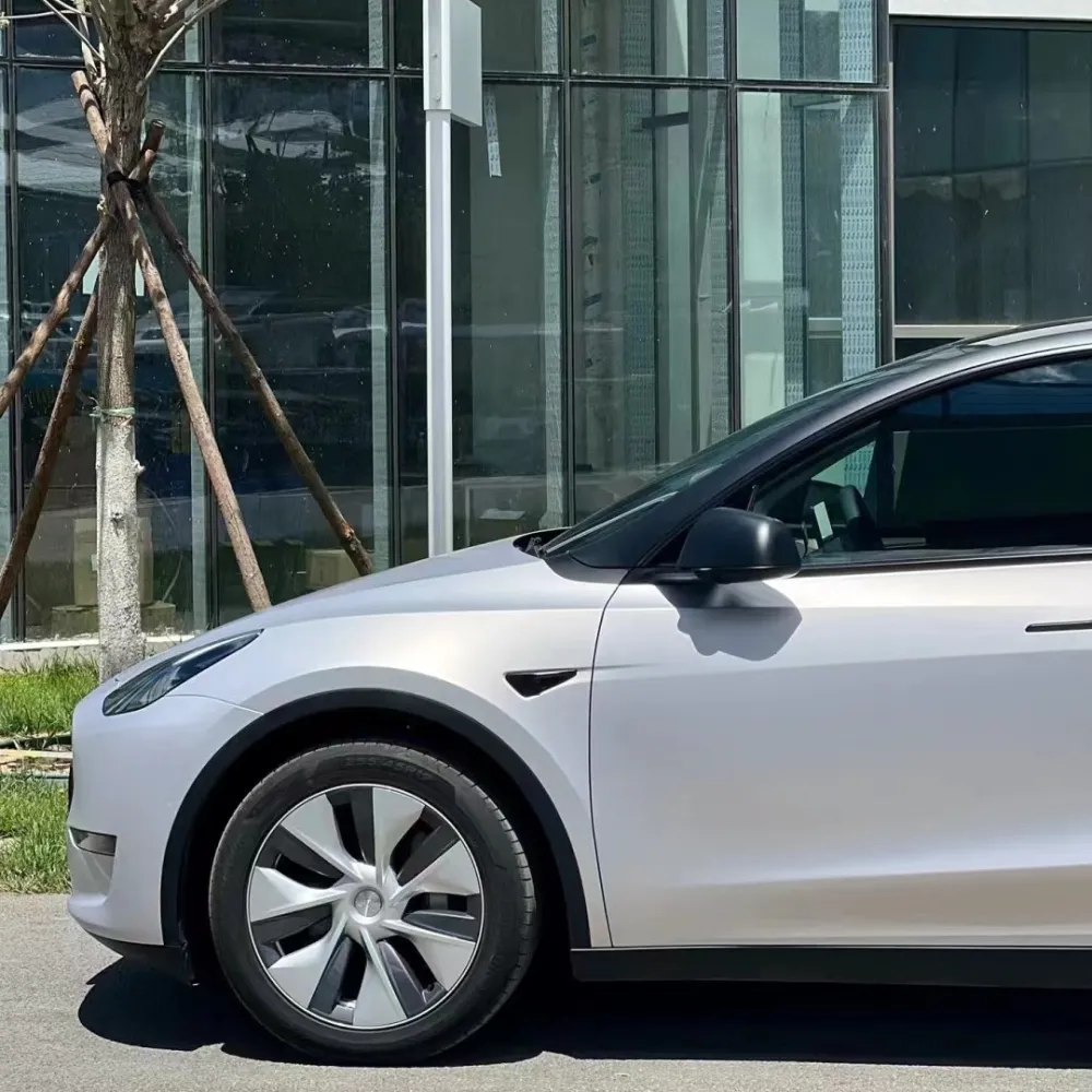Tesla Model Y Wrap, Best Ravoony Ultimate Flat Silver Car Vinyl Wrap ...