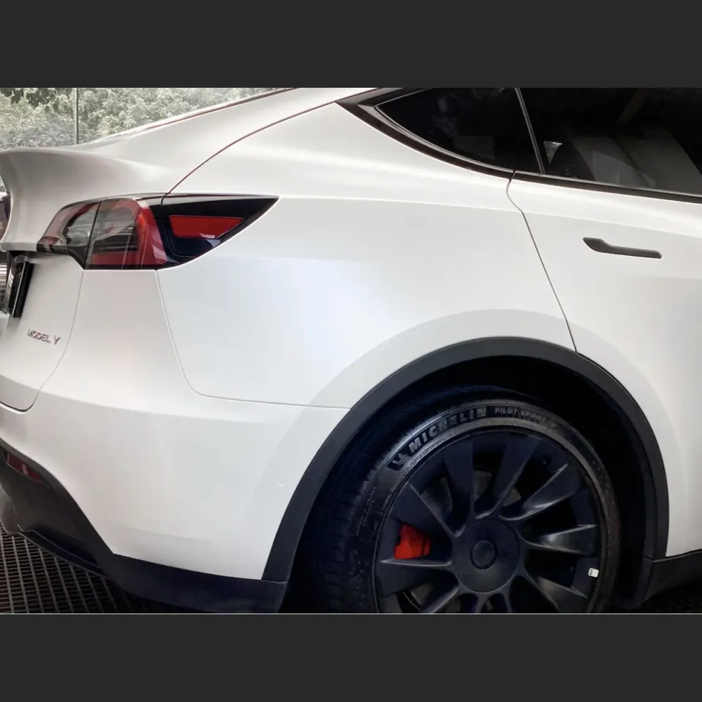 Tesla Model Y Wrap, Best Ravoony Satin White Car Wrap Tesla Model Y ...