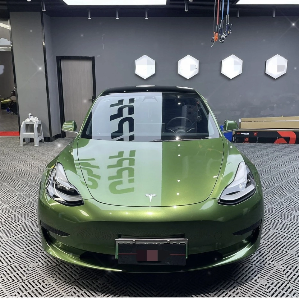 Tesla Model 3 Wrap, Best Ravoony Metallic Mamba Green Car Vinyl Wrap ...