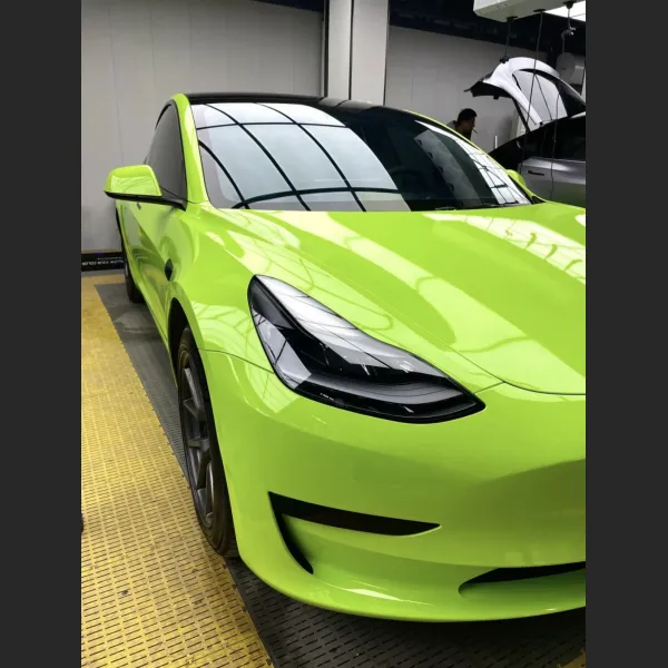 Tesla Model 3 Wrap, Best Ravoony Gloss Apple Green Car Wrap Tesla Model ...