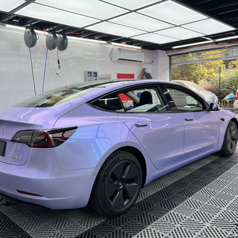 Tesla Model 3 Wrap,Best Ravoony Twin Silver Purple Car Vinyl Wrap Tesla ...