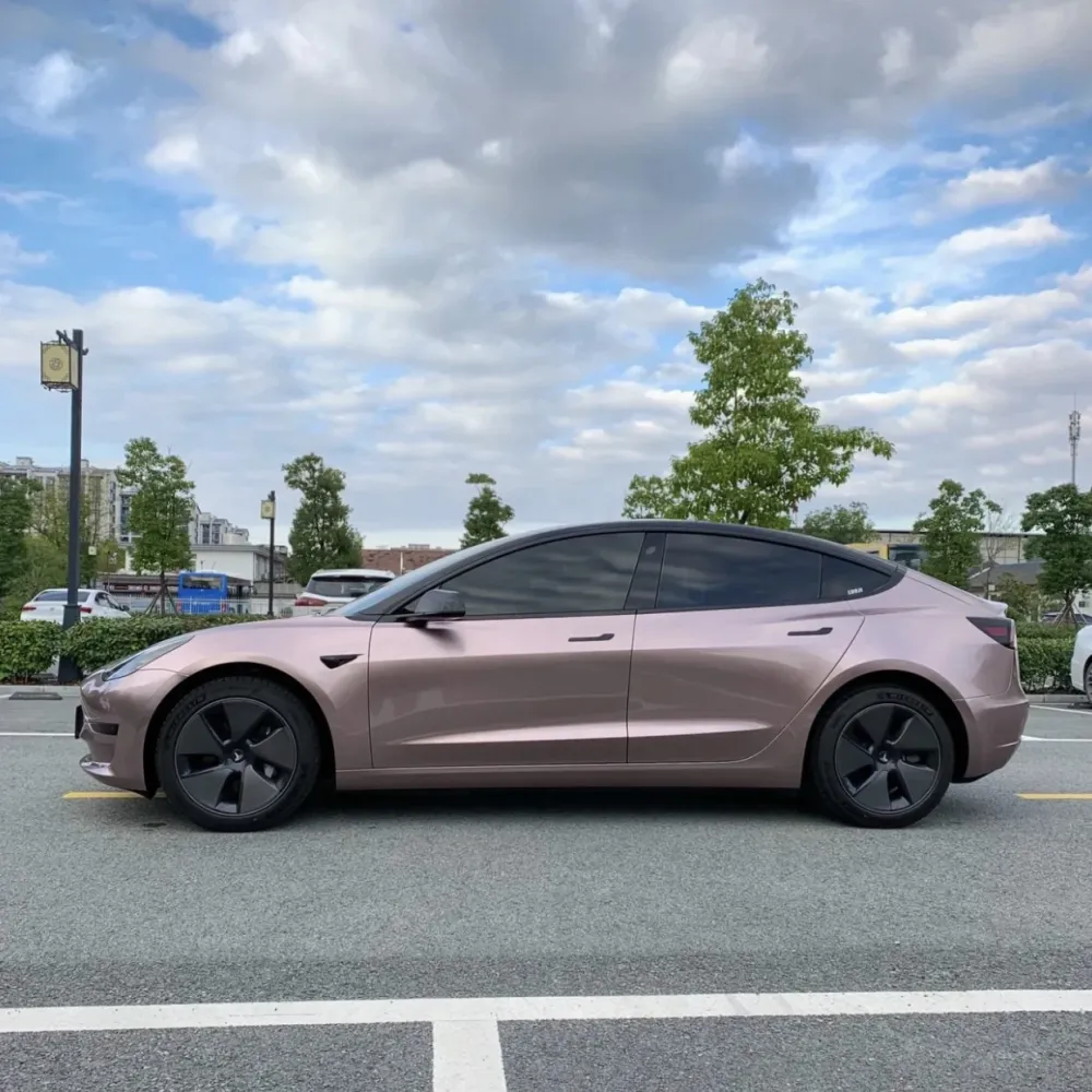 Tesla Model 3 Wrap ,Best Ravoony Strawberry Pink Car Vinyl Wrap Tesla ...