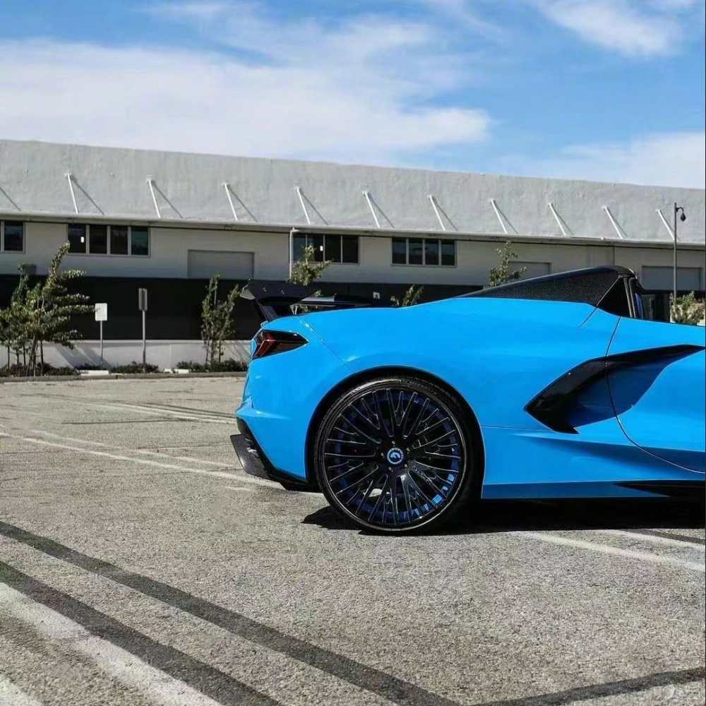 C8 Corvette Wrap, Best Ravoony Blue Sky Car Vinyl Wrap Blue C8 Corvette ...