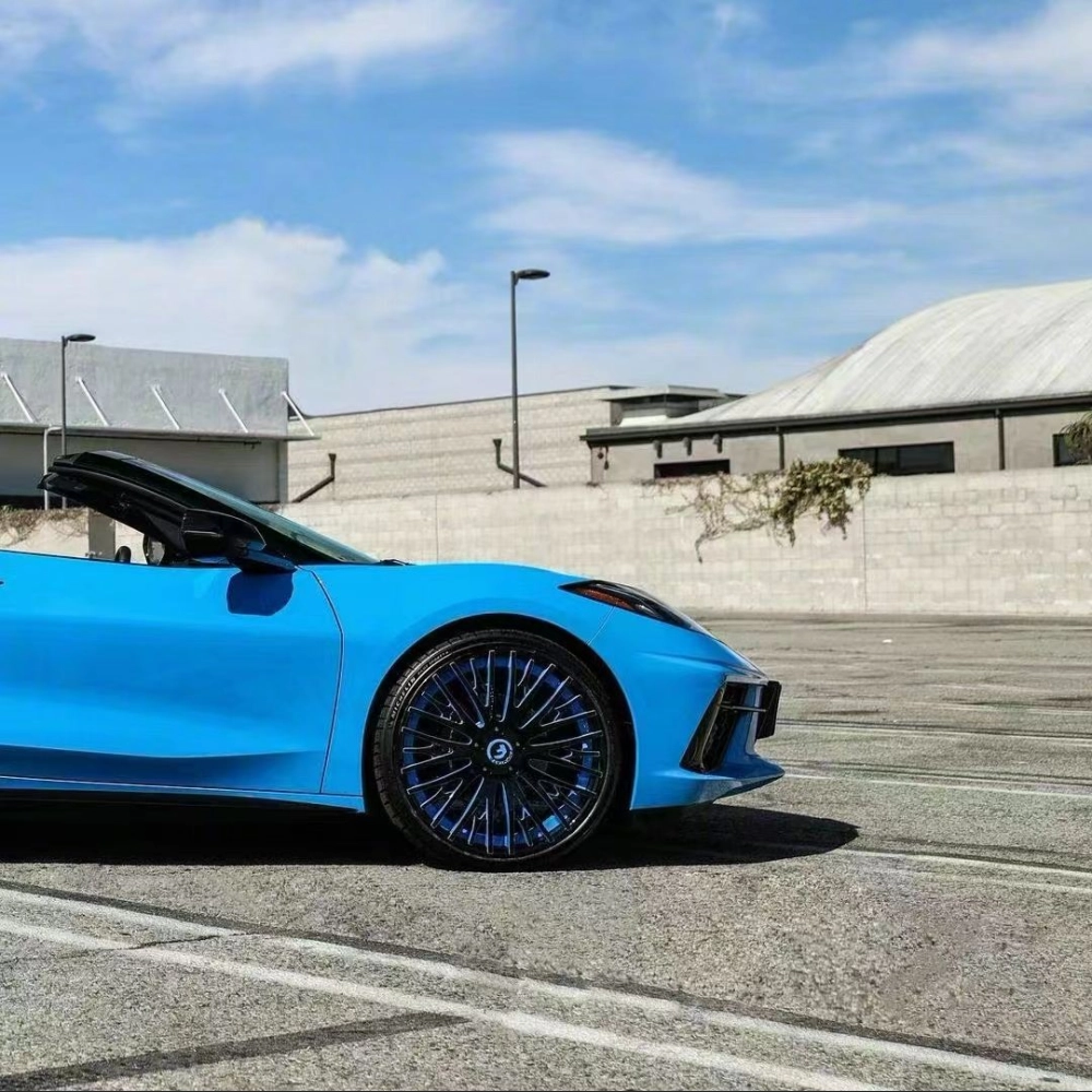 C8 Corvette Wrap, Best Ravoony Blue Sky Car Vinyl Wrap Blue C8 Corvette ...