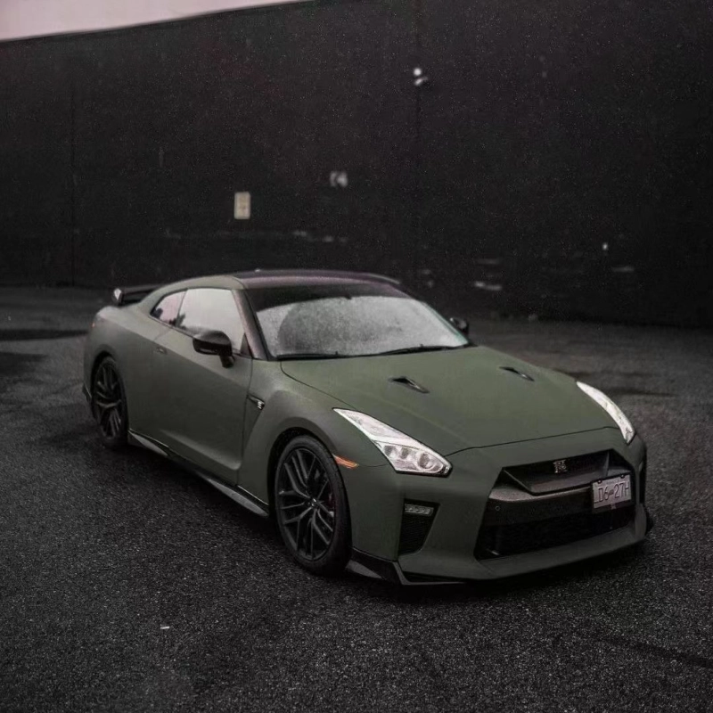Nissan GTR Wrap, Best Ravoony Matte Army Green Wrap Nissan GTR Wrap ...