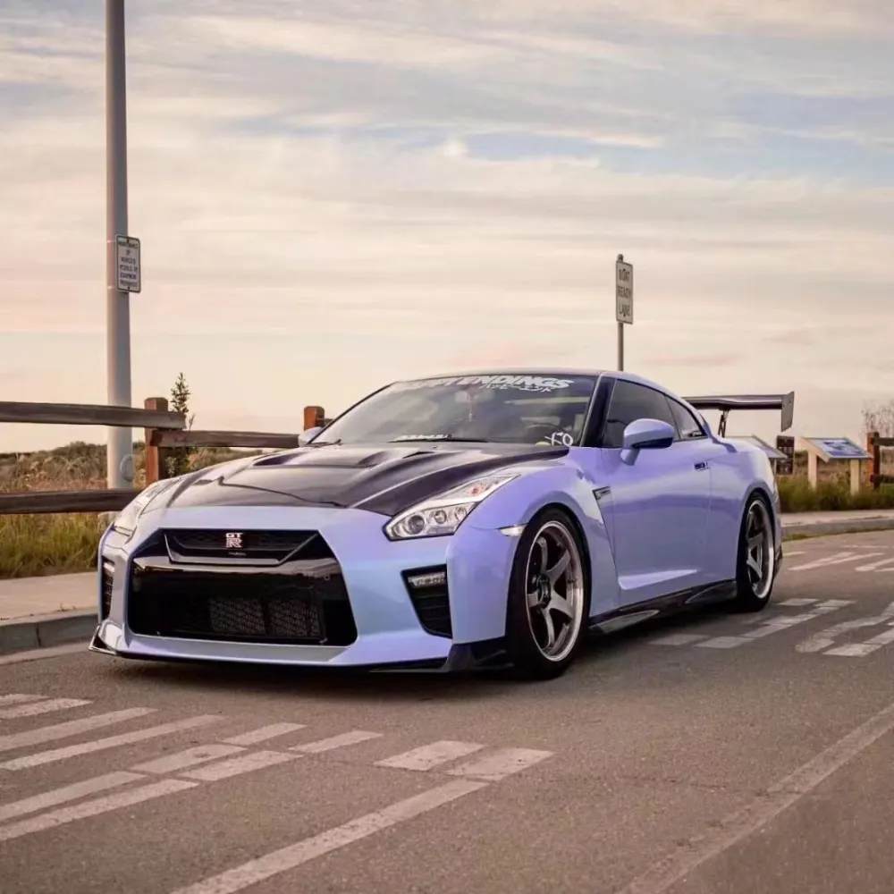 Nissan GTR Wrap, Best Ravoony Twin Silver Purple Car Vinyl Wrap Nissan ...