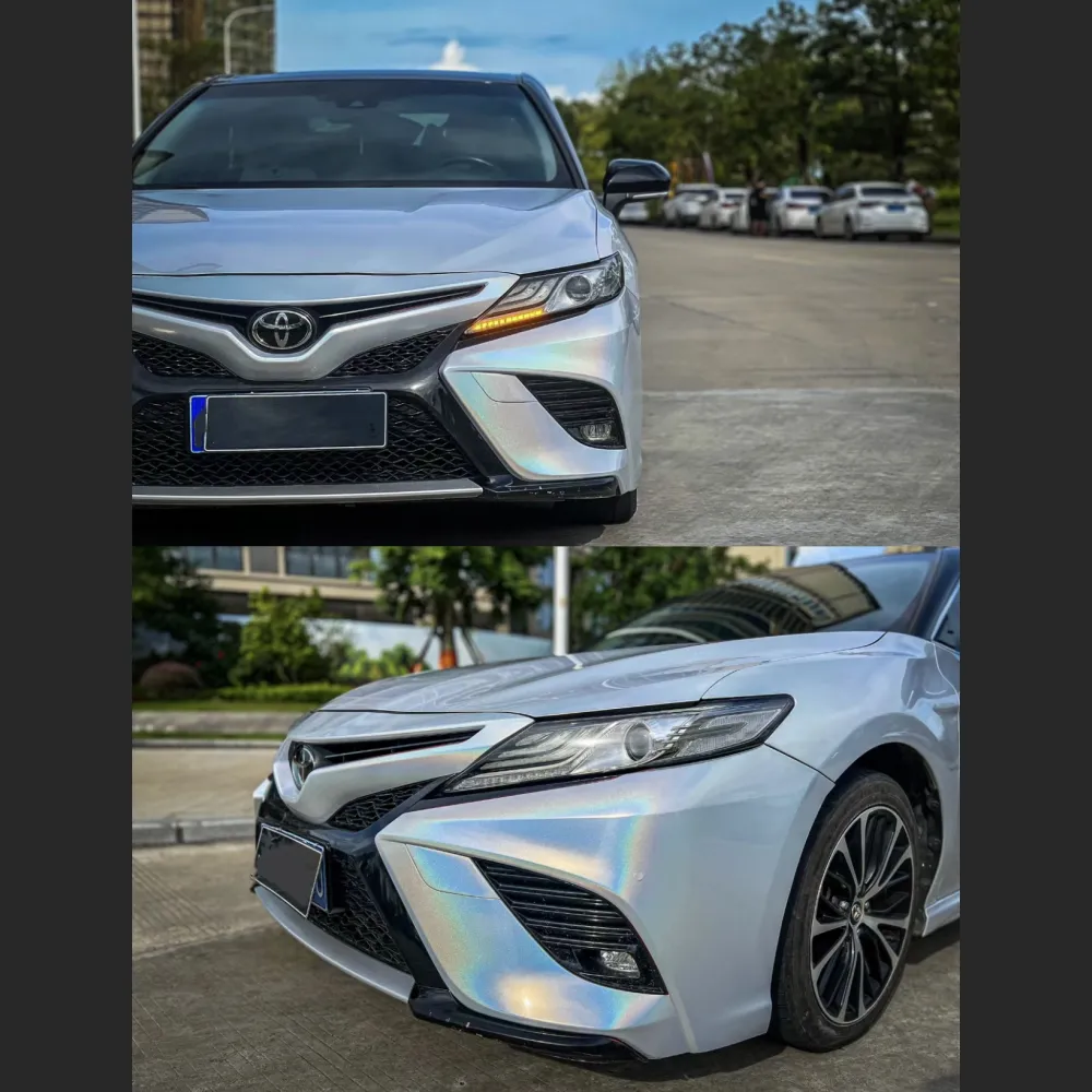 Toyota Camry Wrap, Best Ravoony Glossy Laser White Car Vinyl Wrap ...