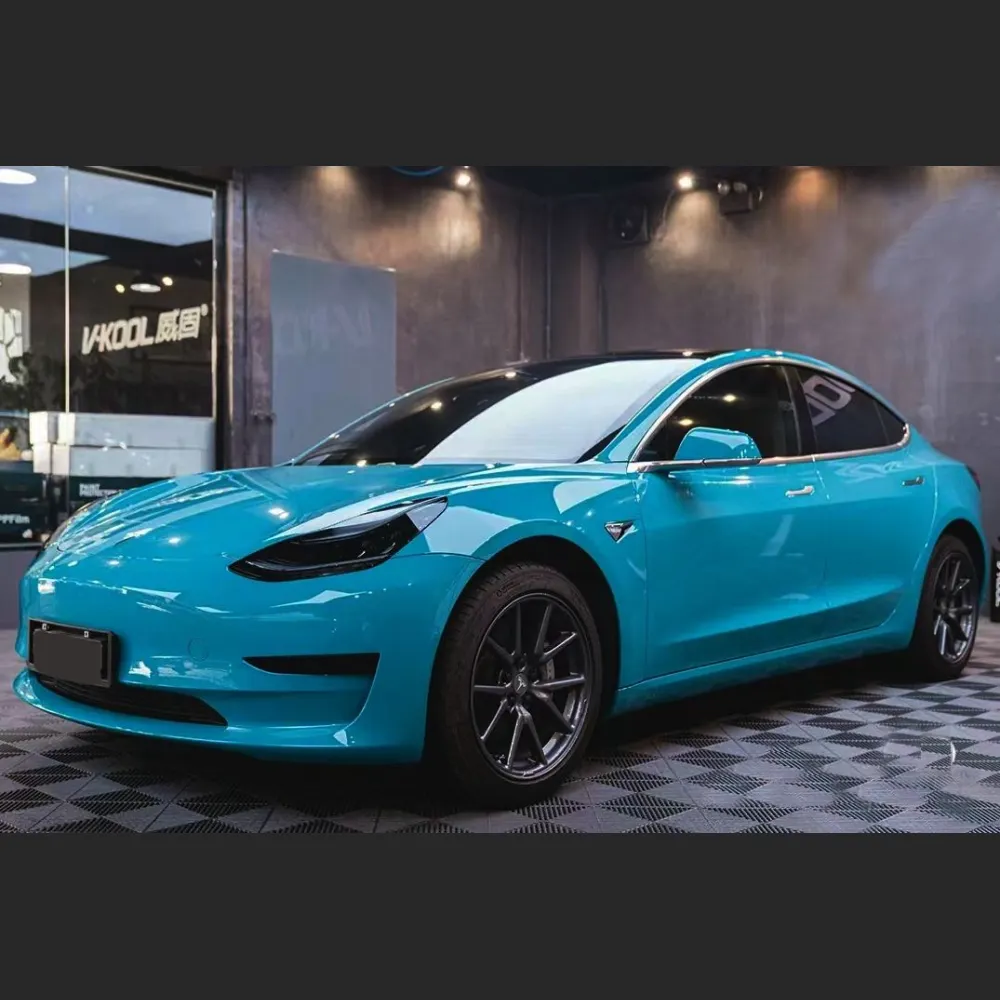 Miami Blue Vinyl Wrap, Best Ravoony Glossy Miami Blue Vinyl Wrap ...