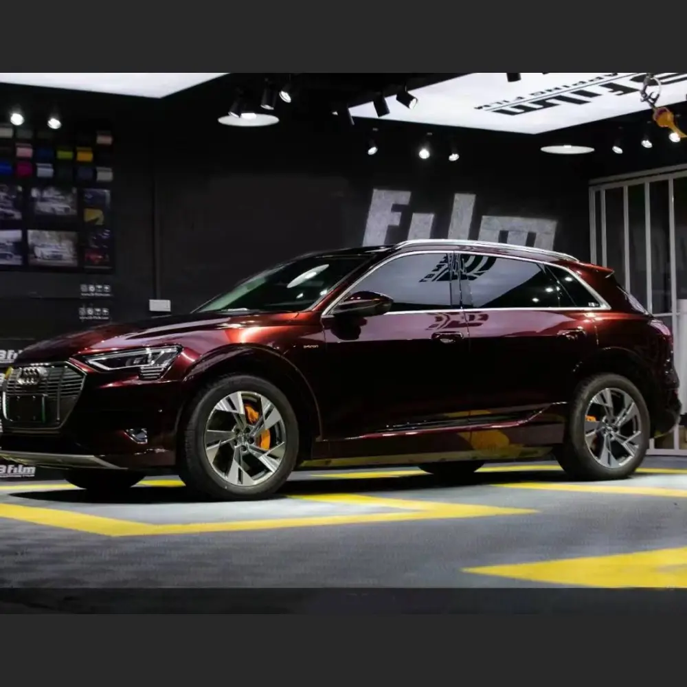 Audi E-tron Wrap, Best Ravoony Gloss Black Rose Vinyl Wrap Audi E-tron ...